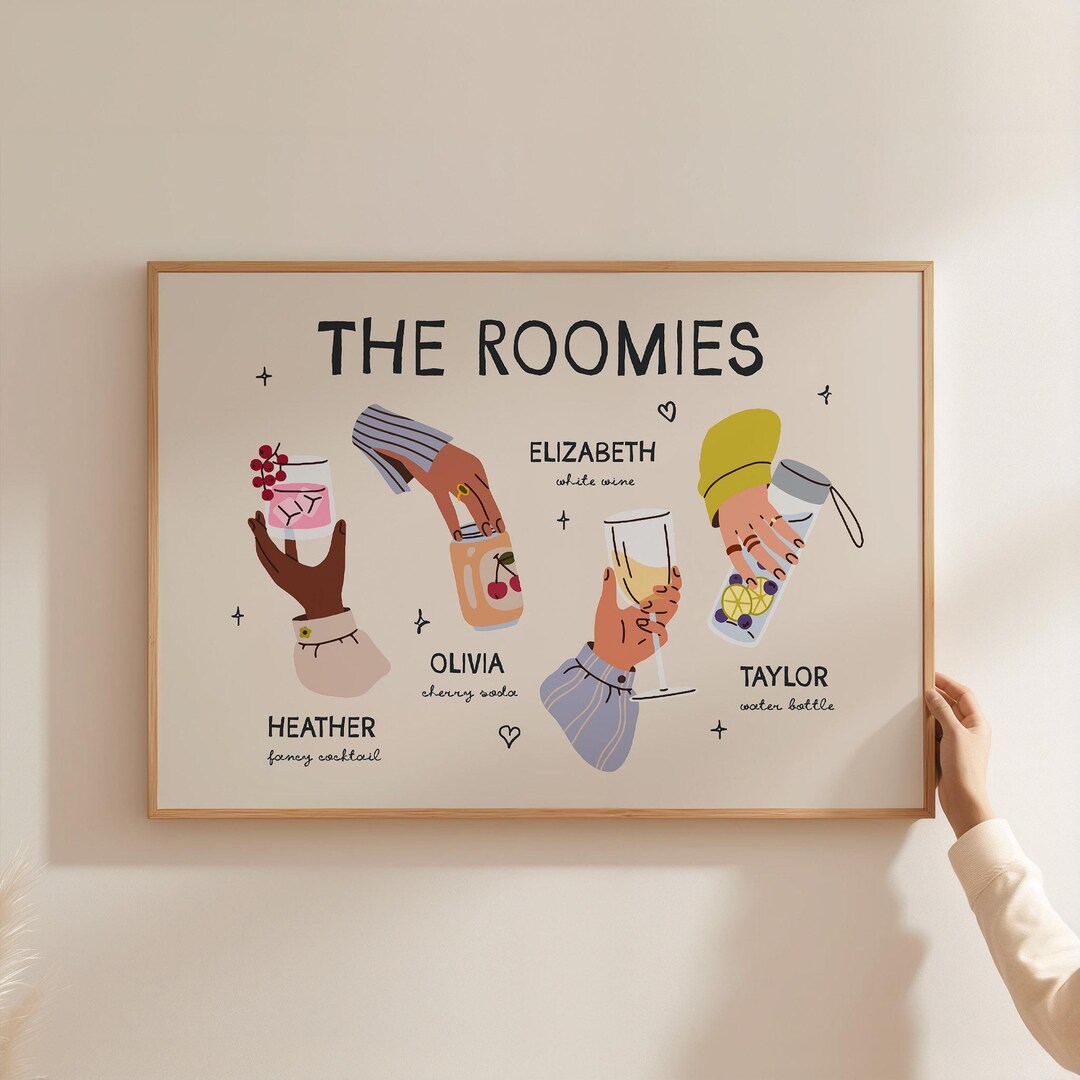 Custom Roommate Drink Art: Trendy Dorm Decor (digital Download) - Etsy