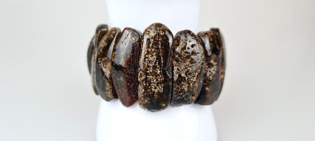 Massive Raw Bracelet, Handmade Big Extravagant Bracelet, Green Baltic ...