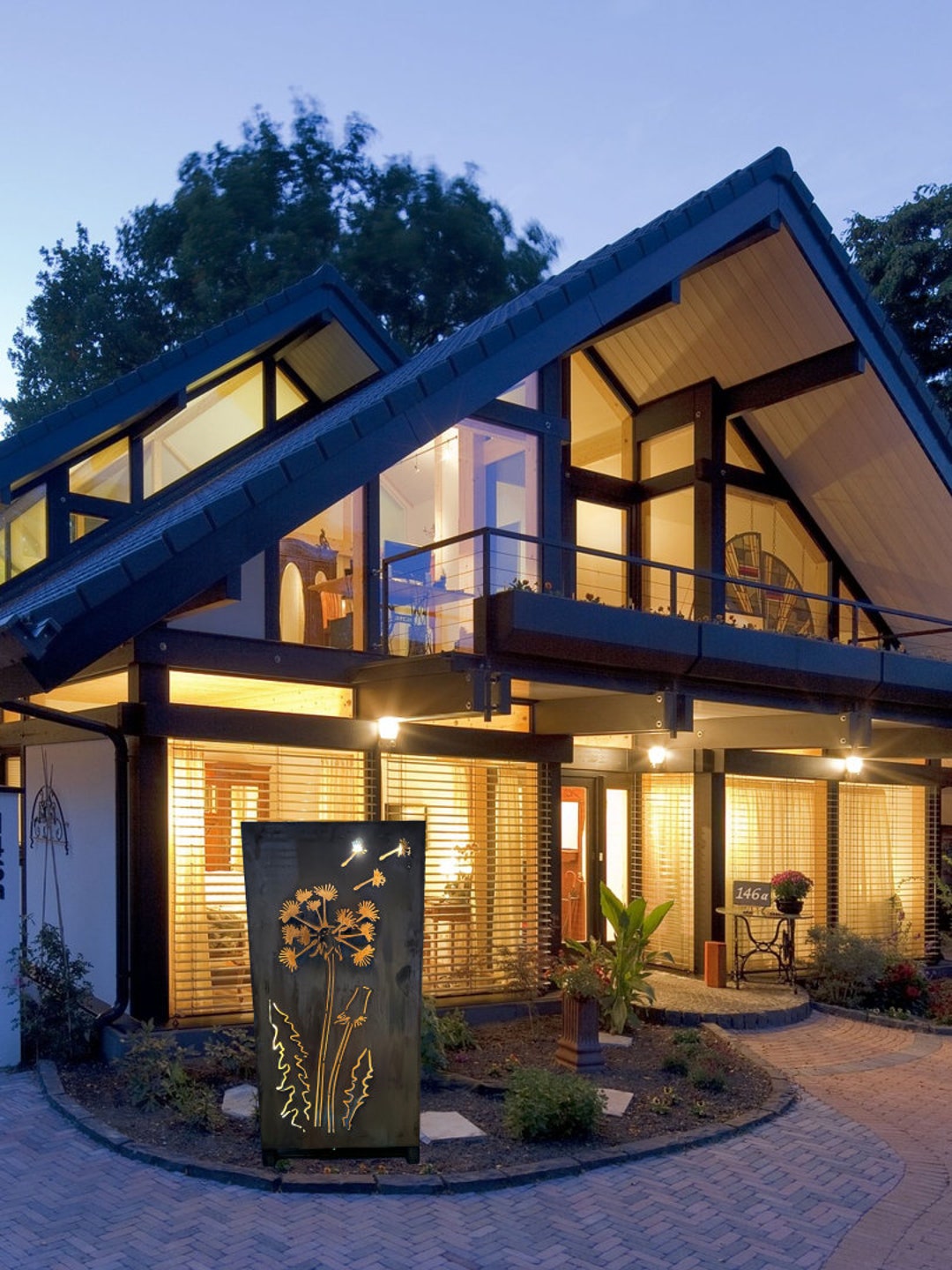 Super schöne Stele beleuchtet LÖWENZAHN Solar Edelrost Hingucker ...