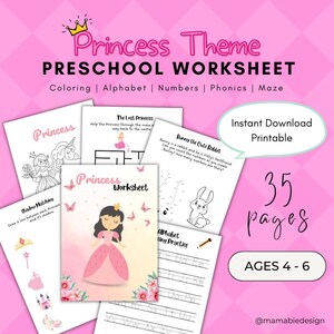 Preschool Pre-k + Kindergarten Learning Bundle Princess Theme | 35 ...