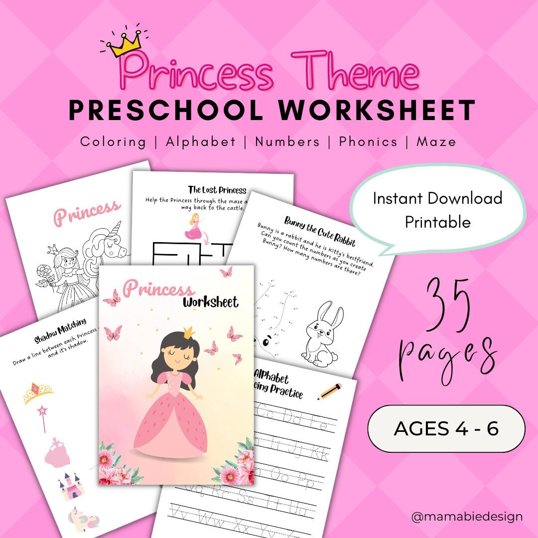 Preschool Pre-k + Kindergarten Learning Bundle Princess Theme | 35 ...