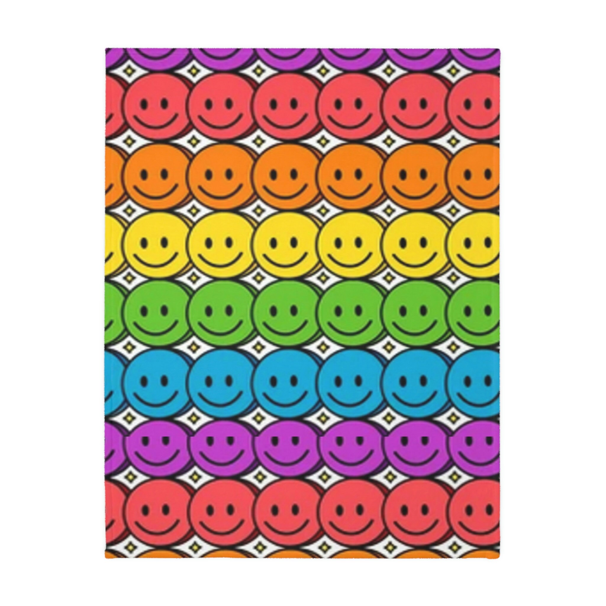 Rainbow Smiley Faces 60 X 80 Colorful Velveteen Minky Blanket (two ...