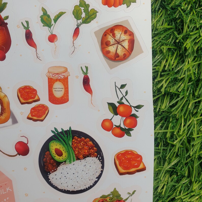 Vegan Food Sticker Sheet Premium Food Stickers Vegan - Etsy
