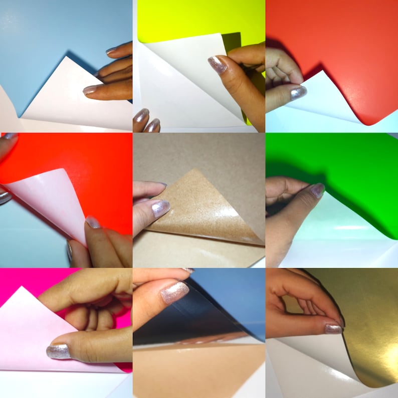 9 Different Color A4 Sticker Sheet Blue, Yellow, Red, Orange, Kraft ...