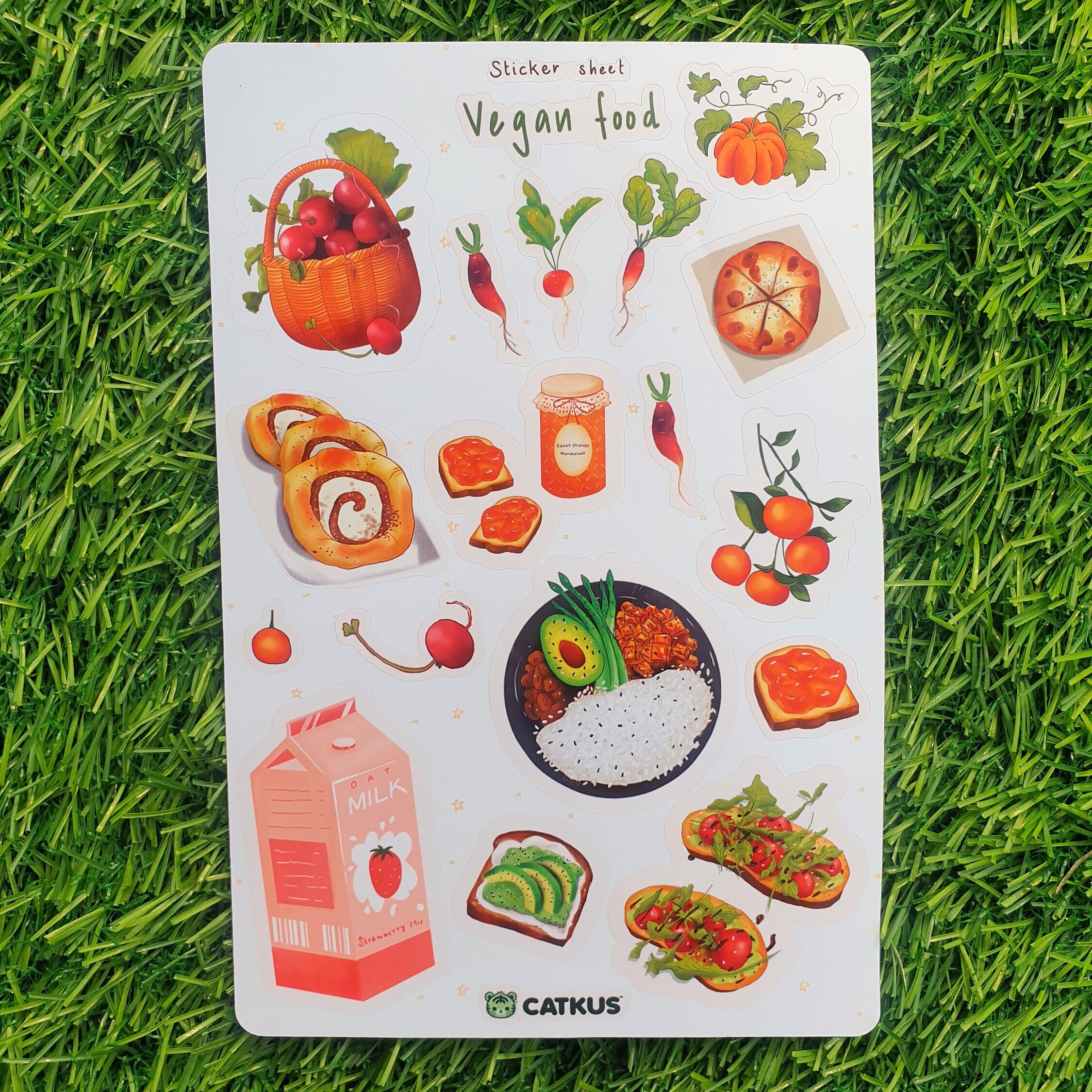 Vegan Food Sticker Sheet - Premium Food Stickers, Vegan Stickers ...