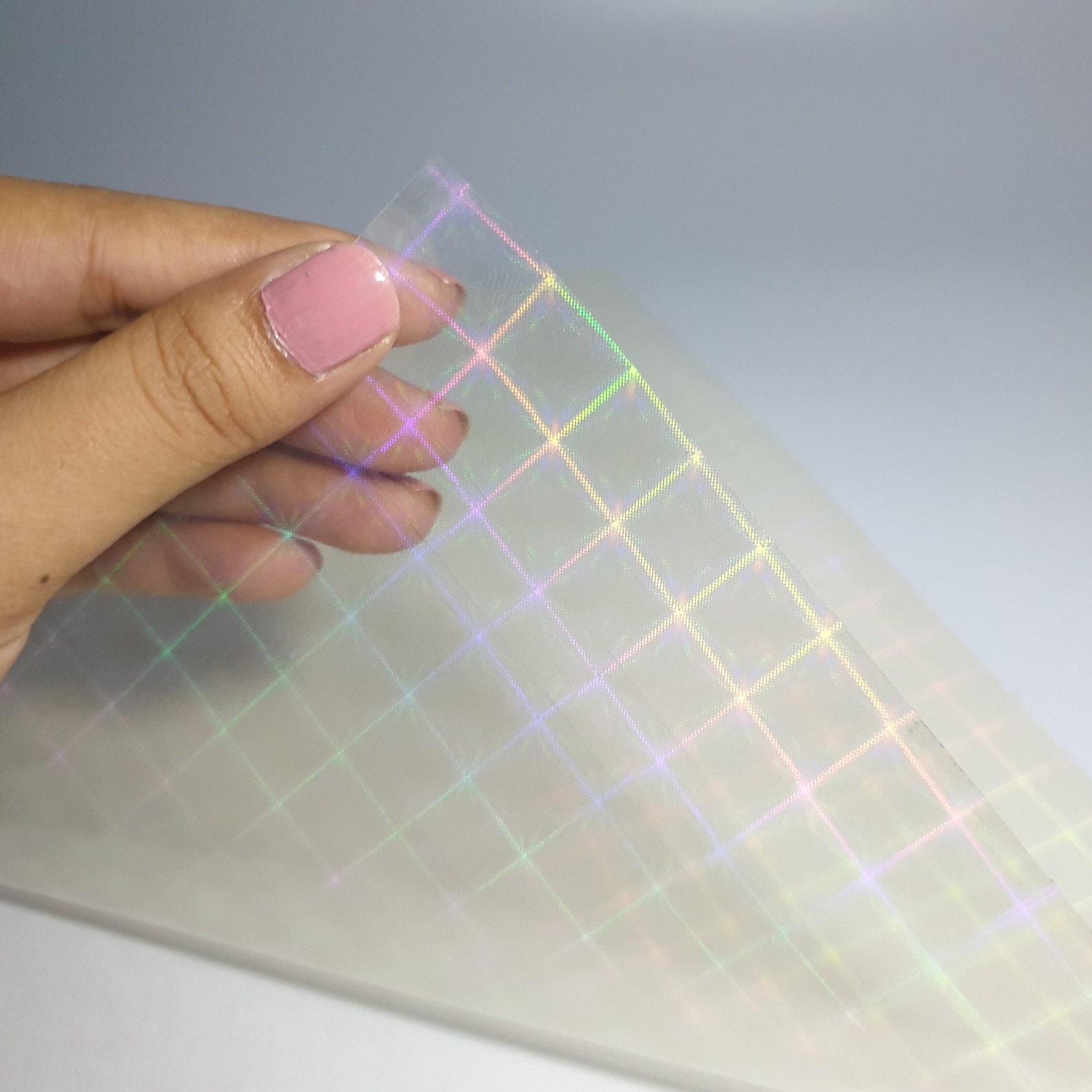 Plaid Holographic Transparent Self Adhesive Overlay Film A4 Sheet Vinyl ...