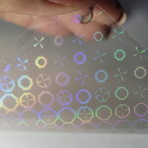 Geometric Shapes Holographic Transparent Self Adhesive Overlay Film A4 ...