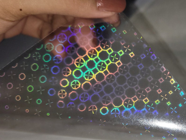 Geometric Shapes Holographic Transparent Self Adhesive Overlay Film A4 ...