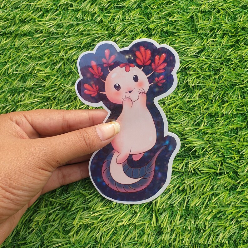 Axolotl Holographic Die Cut Sticker - Vinyl Sticker | Waterproof ...