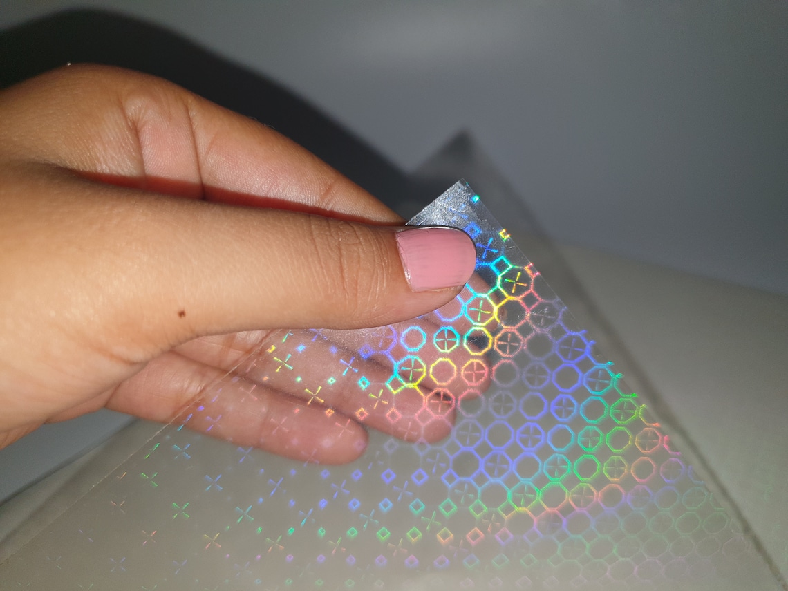 5 Pattern Holographic Transparent Self Adhesive Overlay Film A4 Sheet ...