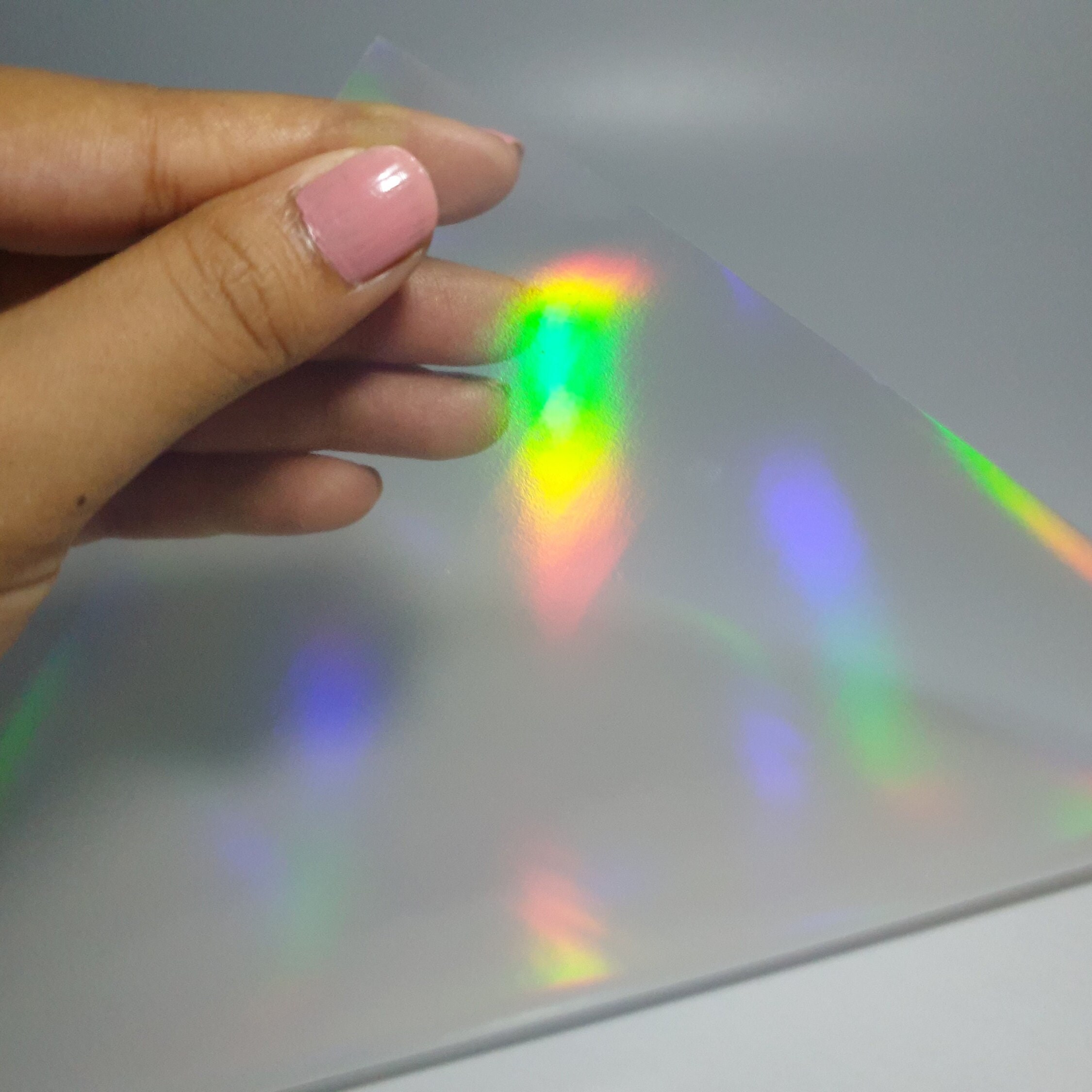 Oil Slick Rainbow Holographic Transparent Self Adhesive Overlay Film A4 ...