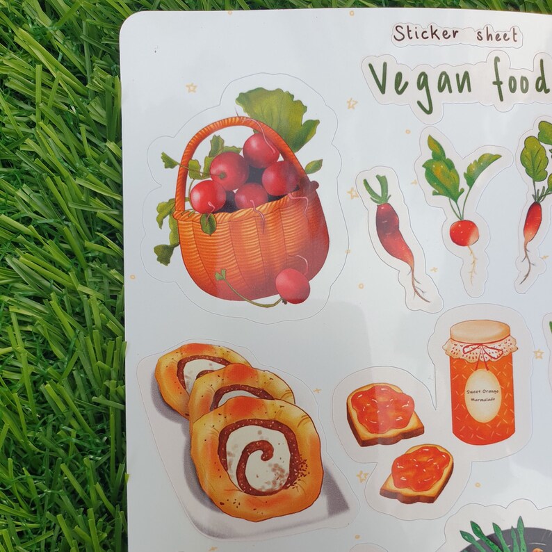 Vegan Food Sticker Sheet - Premium Food Stickers, Vegan Stickers ...