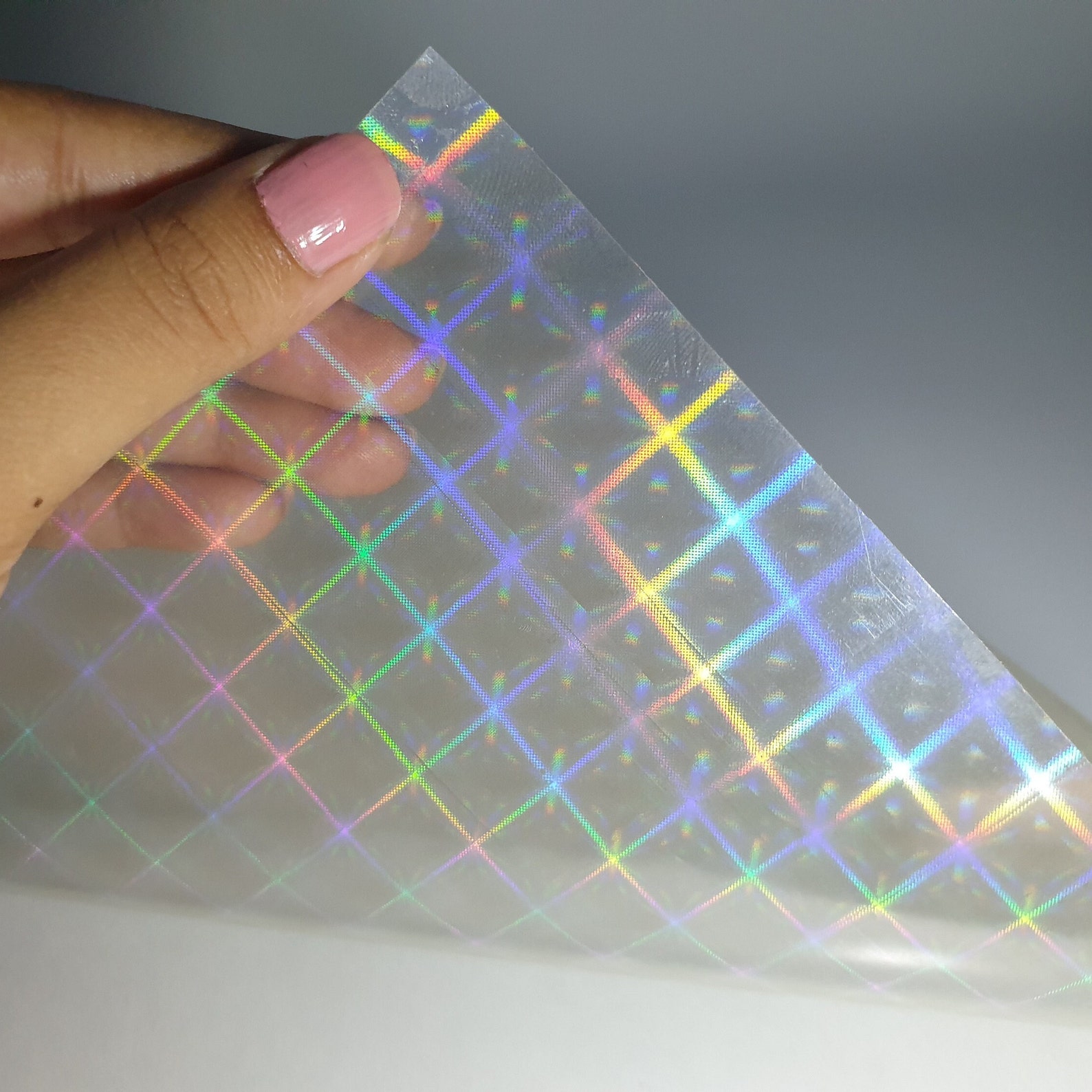Plaid Holographic Transparent Self Adhesive Overlay Film A4 Sheet ...