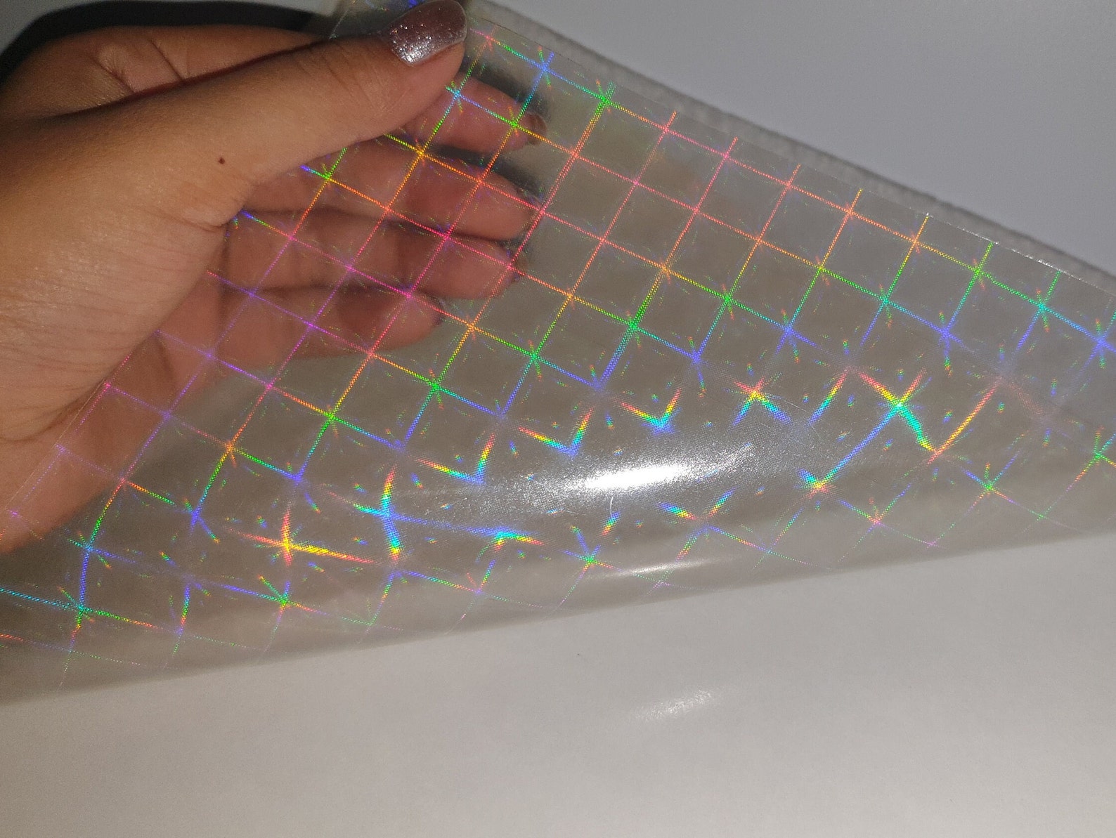 Plaid Holographic Transparent Self Adhesive Overlay Film A4 Sheet ...