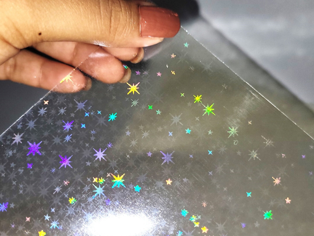 Star Holographic Transparent Self Adhesive Overlay Film A4 Sheet ...