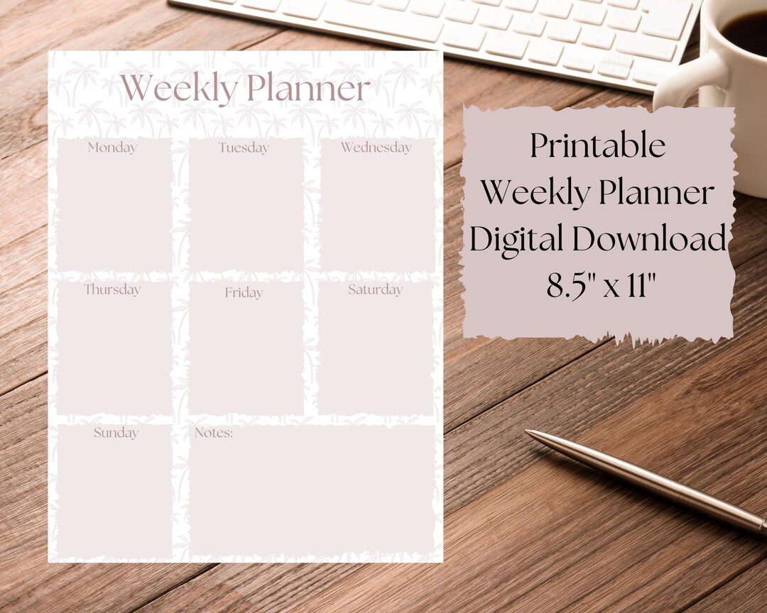 Weekly Planner, Printable Planner, Palm Tree Planner, Minimal Planner ...
