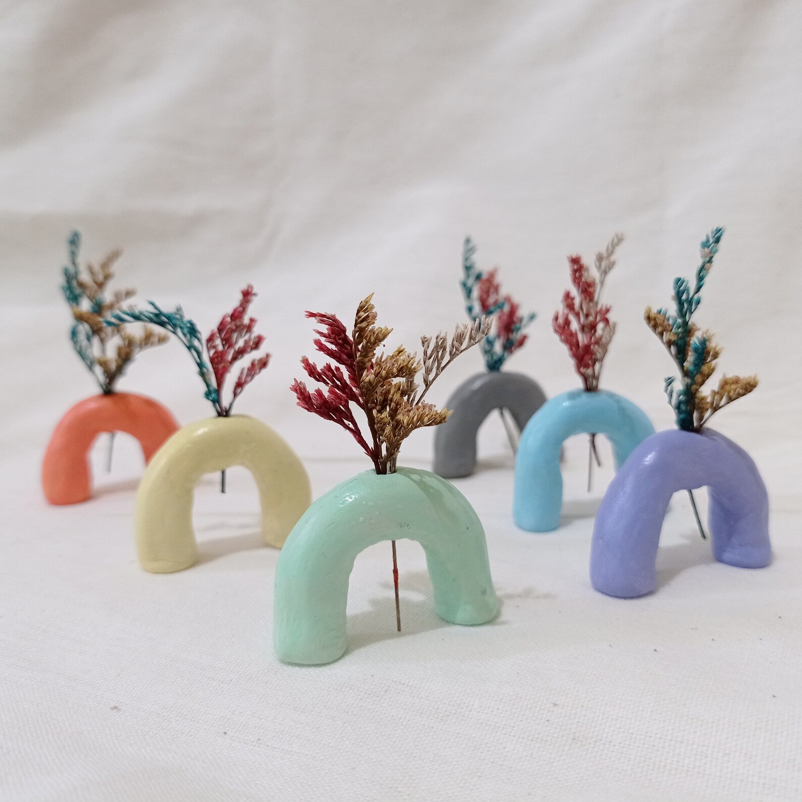 Set of 6 : Mini Vases Clay Pastel Colors - Etsy