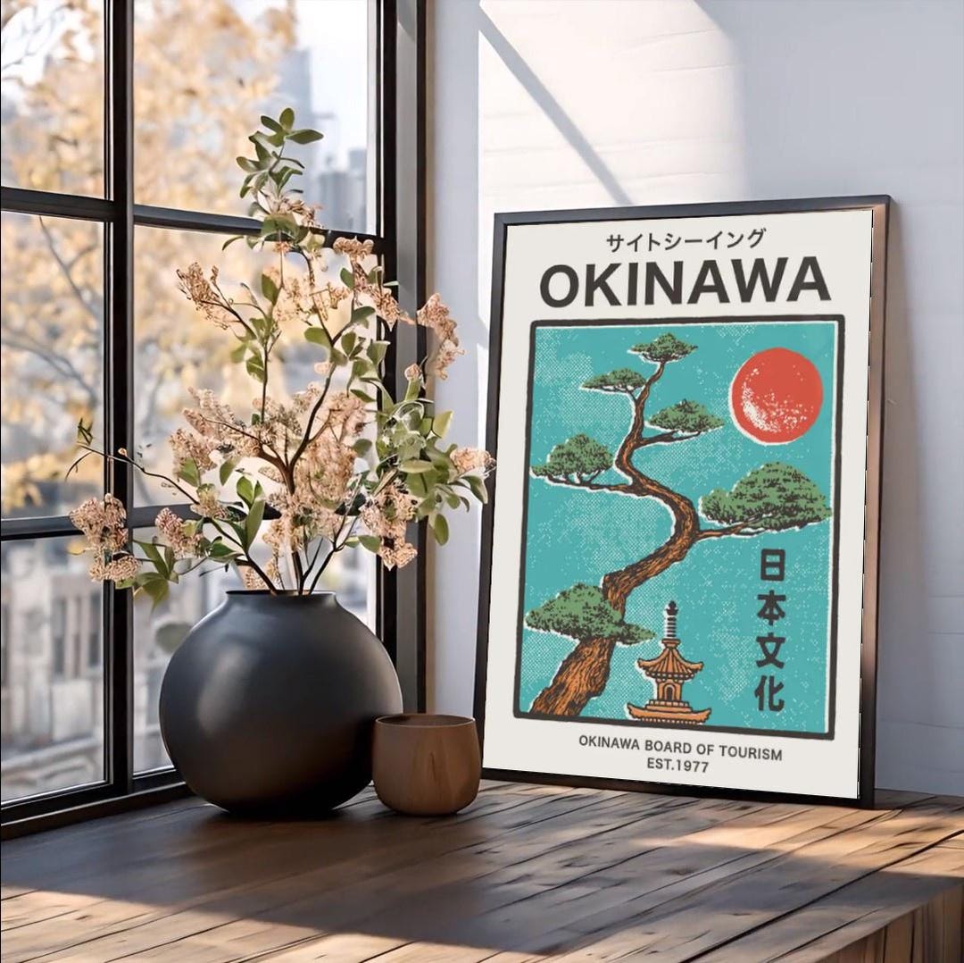 Okinawa Wall Art Print Japanese Travel Poster Ryukyu Travel Print Cape ...