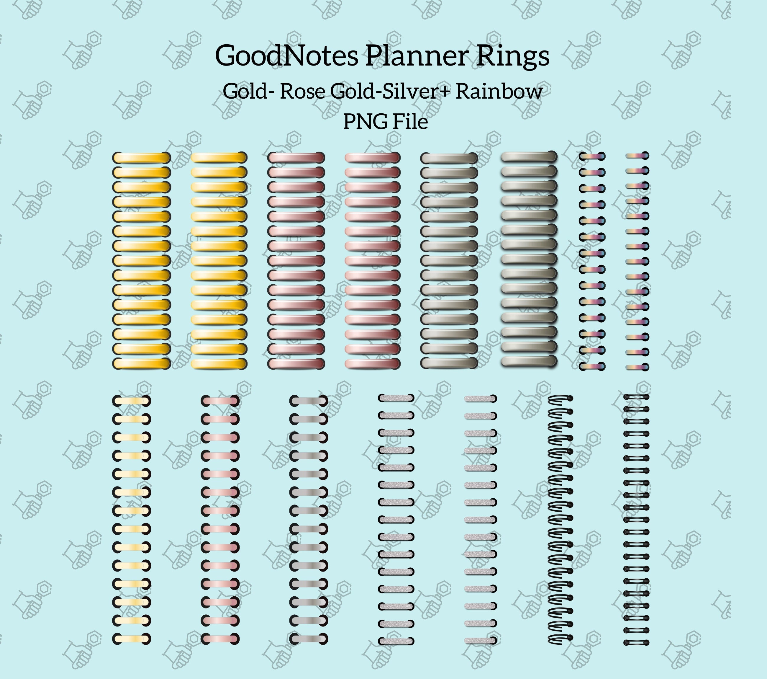 Binder Rings Digital Clip Art Goodnotes Notability Digital Planner ...