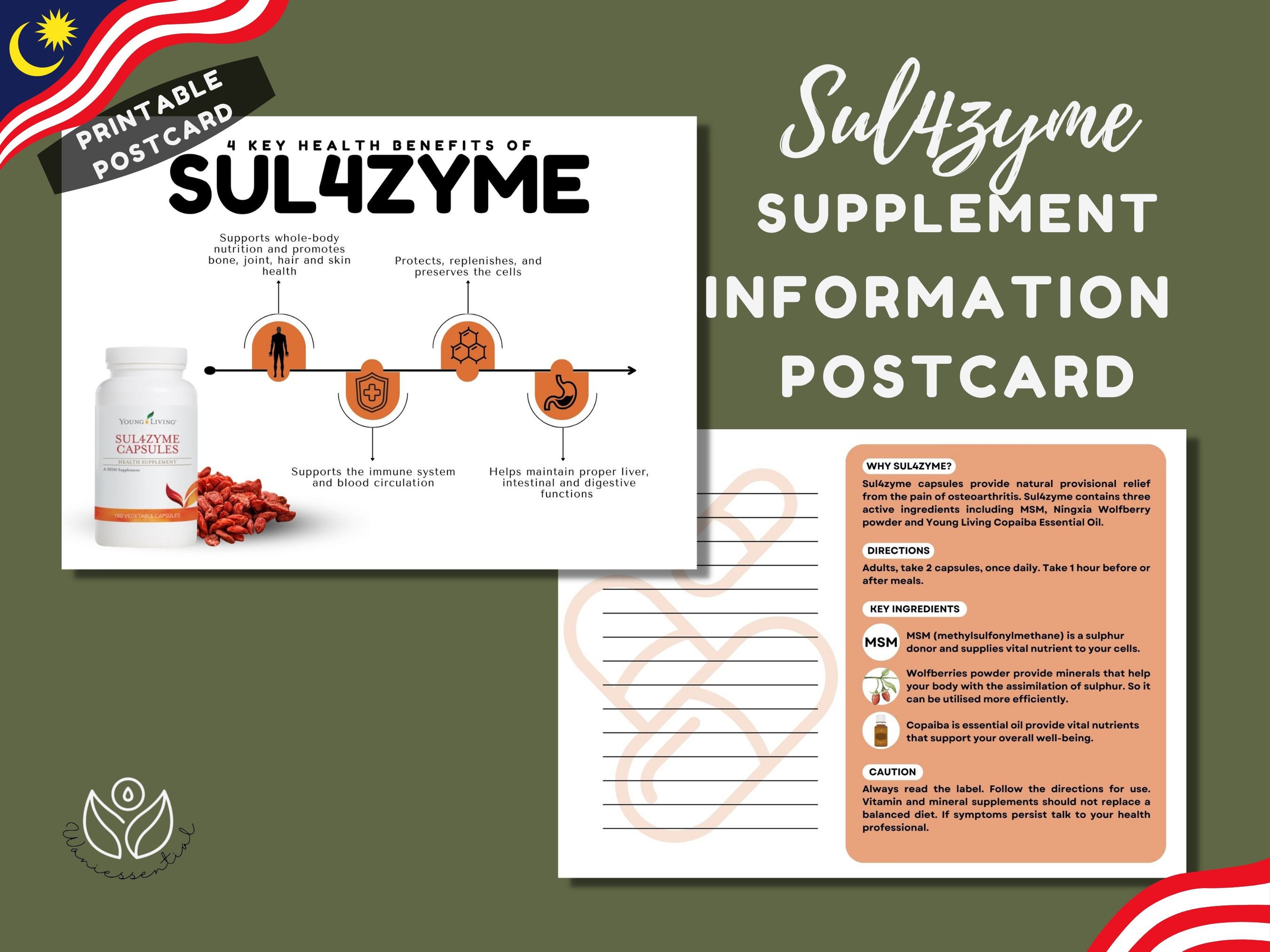 Sulfurzyme Supplement Printable Postcard Sul4zyme Benefits Sulfurzyme Information Sulfurzyme Young Living Sul4zyme Health Supplement Etsy