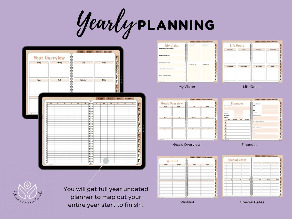 2023 2024 Undated Digital Goodnotes Planner, Notability Planner, iPad ...