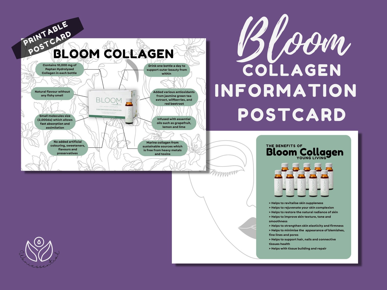 Bloom Collagen Printable Postcard, Bloom Collagen Supplement, Bloom ...