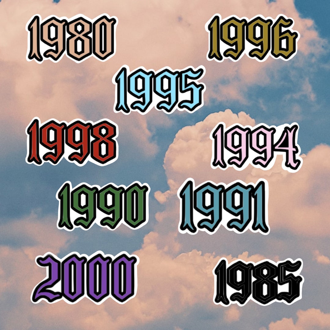 Birth Year / Angel Numbers old English Sticker - Etsy