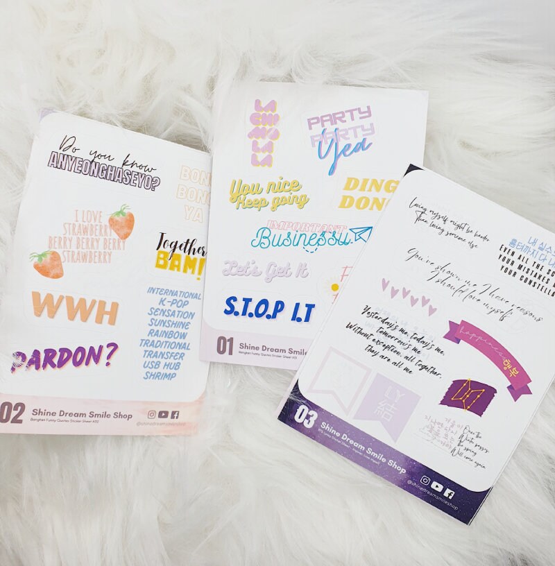 BTS Waterproof Matte Sticker Sheets Quotes and Lyrics - Etsy