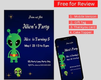 Ufo Alien Birthday Party Invitation Instant Download Outer Space ...