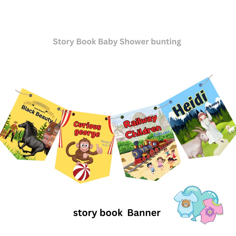 STORYBOOK BABY SHOWER Bunting//printable Storybook Banner//instant ...