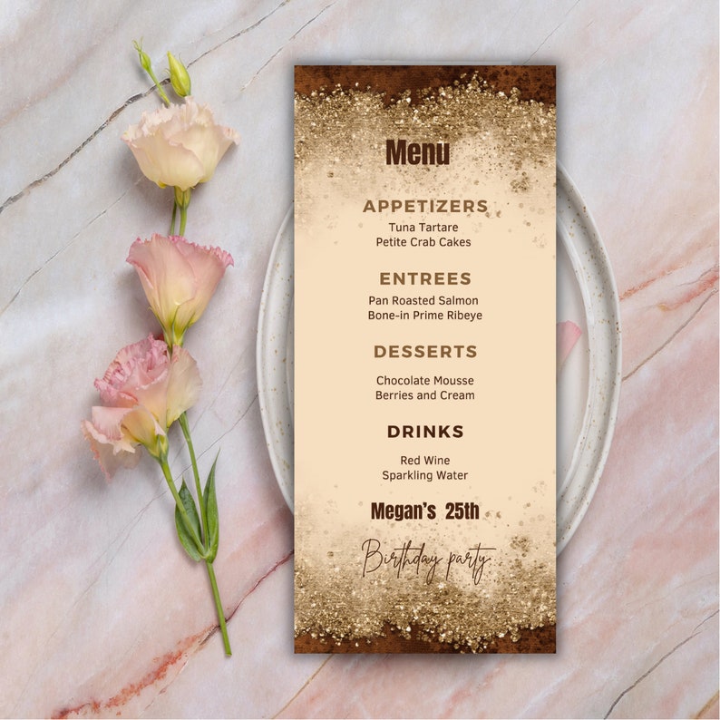 4x9 Menu Card, Editable Shades of Melanin Menu Card Template, Brown ...