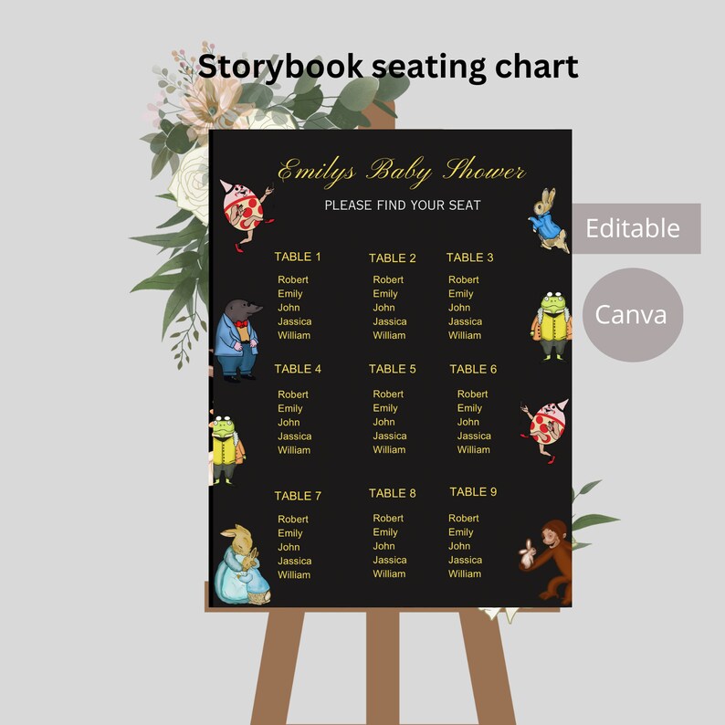 Storybook Seating Chart|storybook Welcome Sign|storybook Character ...