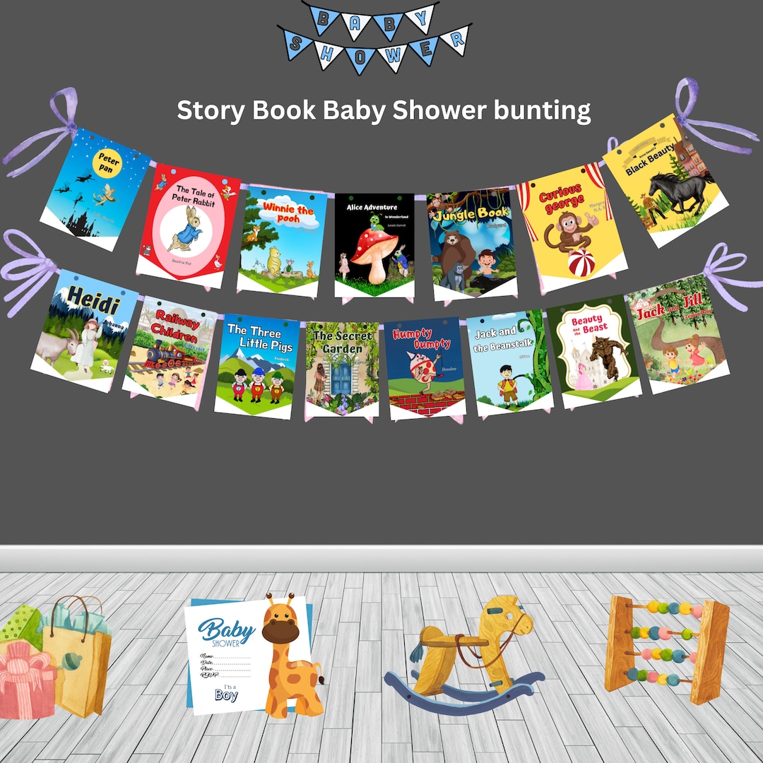 STORYBOOK BABY SHOWER Bunting//printable Storybook Banner//instant ...