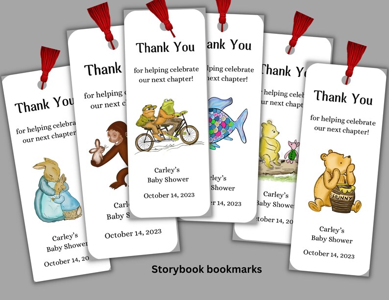 Digital Download Storybook Baby Shower Bookmark, Bookmark Favors, Baby ...