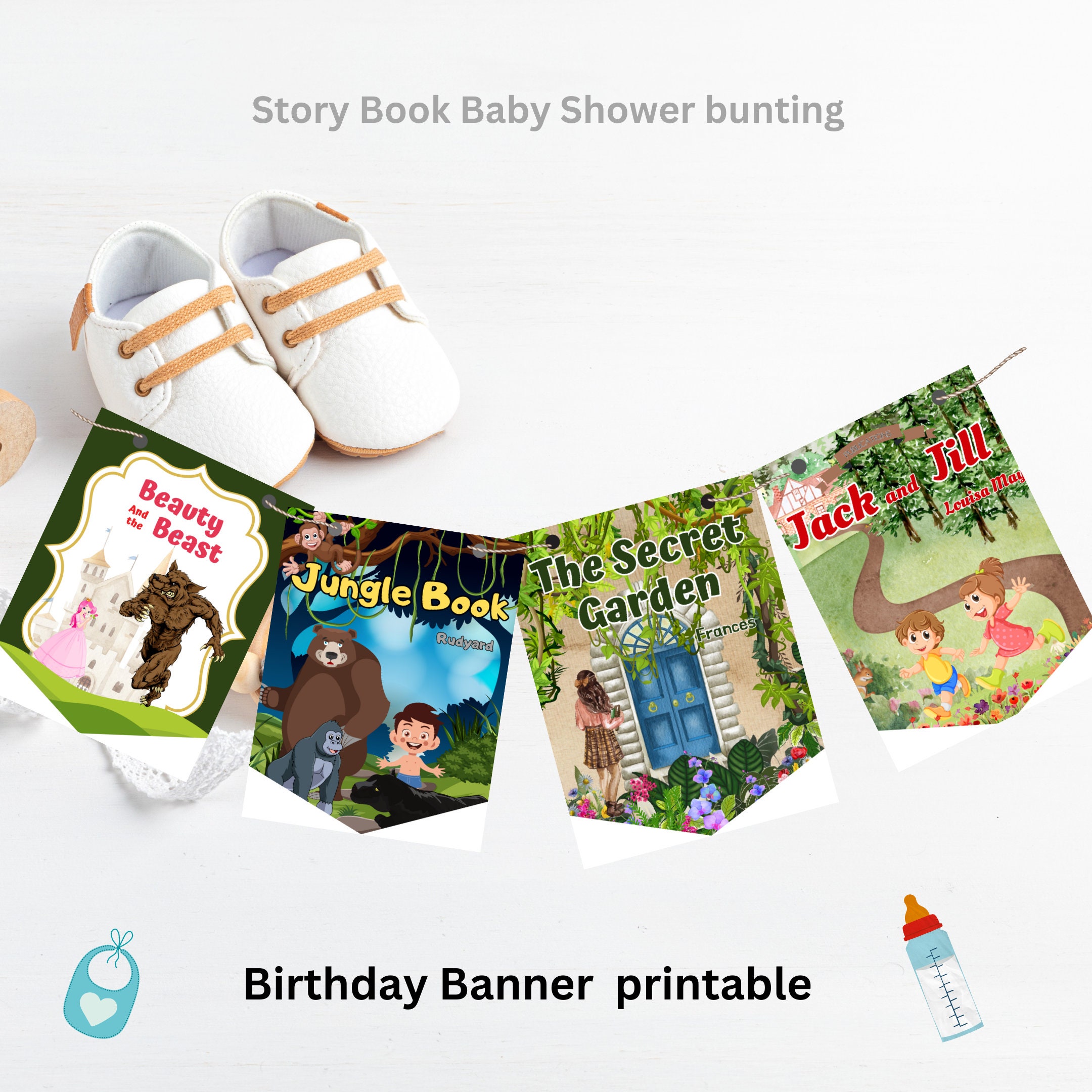 STORYBOOK BABY SHOWER Bunting//printable Storybook Banner//instant ...