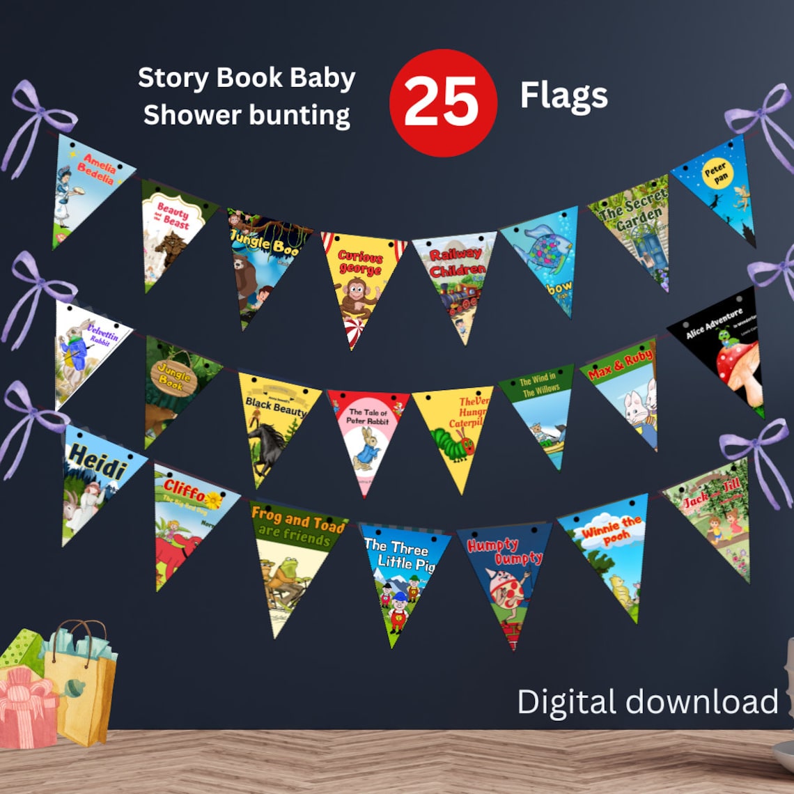 STORYBOOK BABY SHOWER Bunting//printable Storybook Banner//instant ...