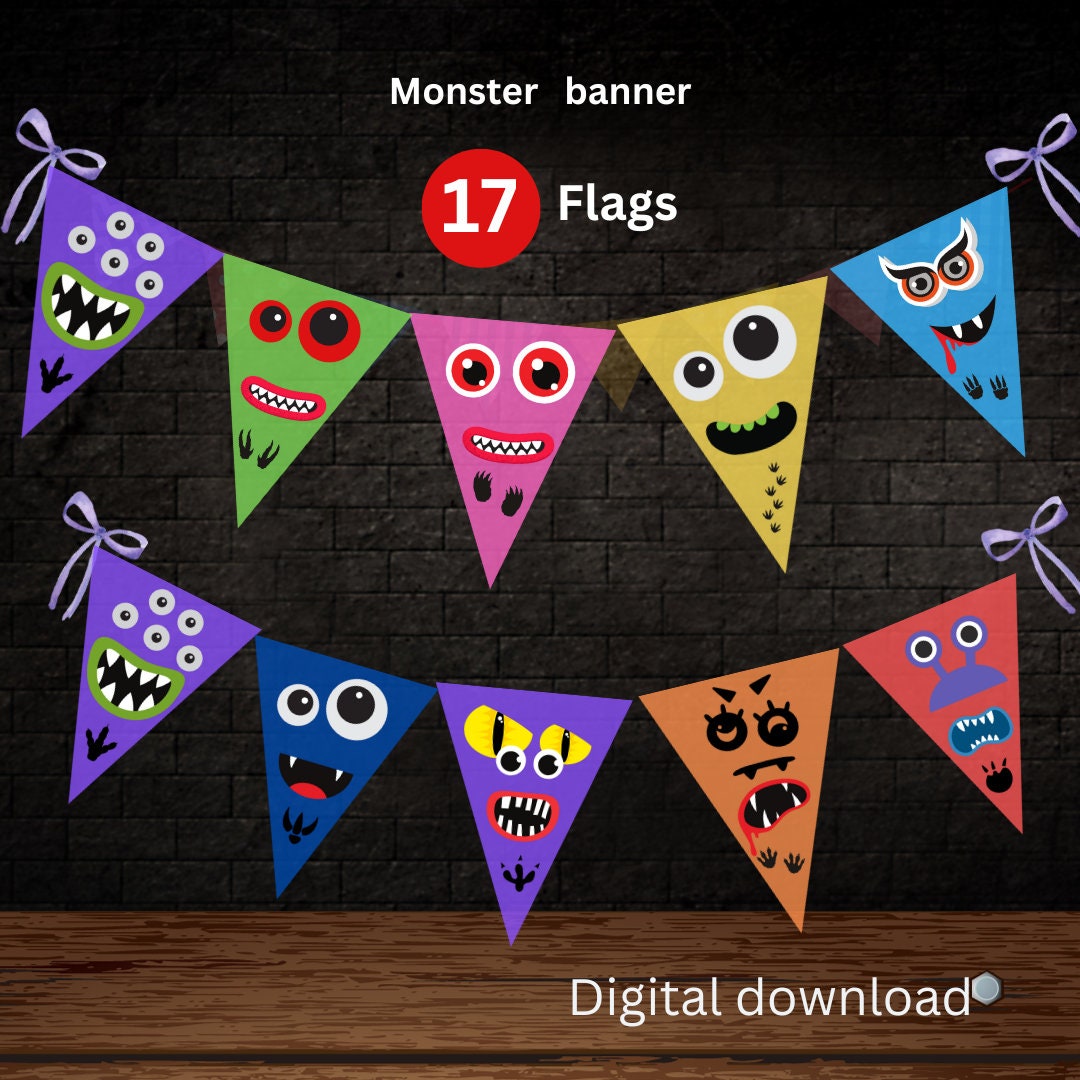 Monsters Party Banner, Inc Garland Banner, Monster Birthday, Boo ...