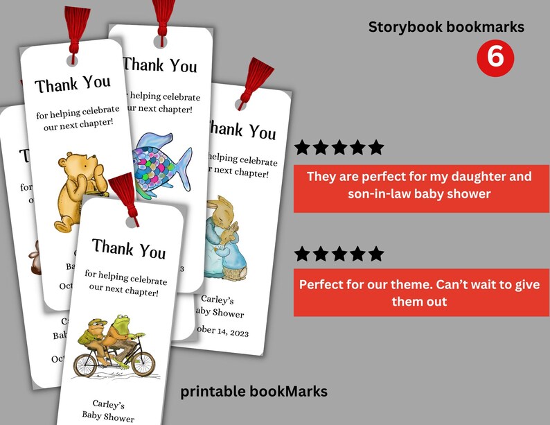 Digital Download Storybook Baby Shower Bookmark, Bookmark Favors, Baby ...
