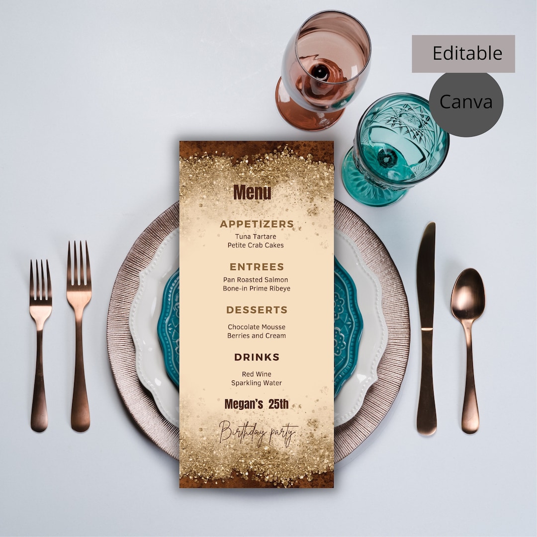 4x9 Menu Card, Editable Shades of Melanin Menu Card Template, Brown ...