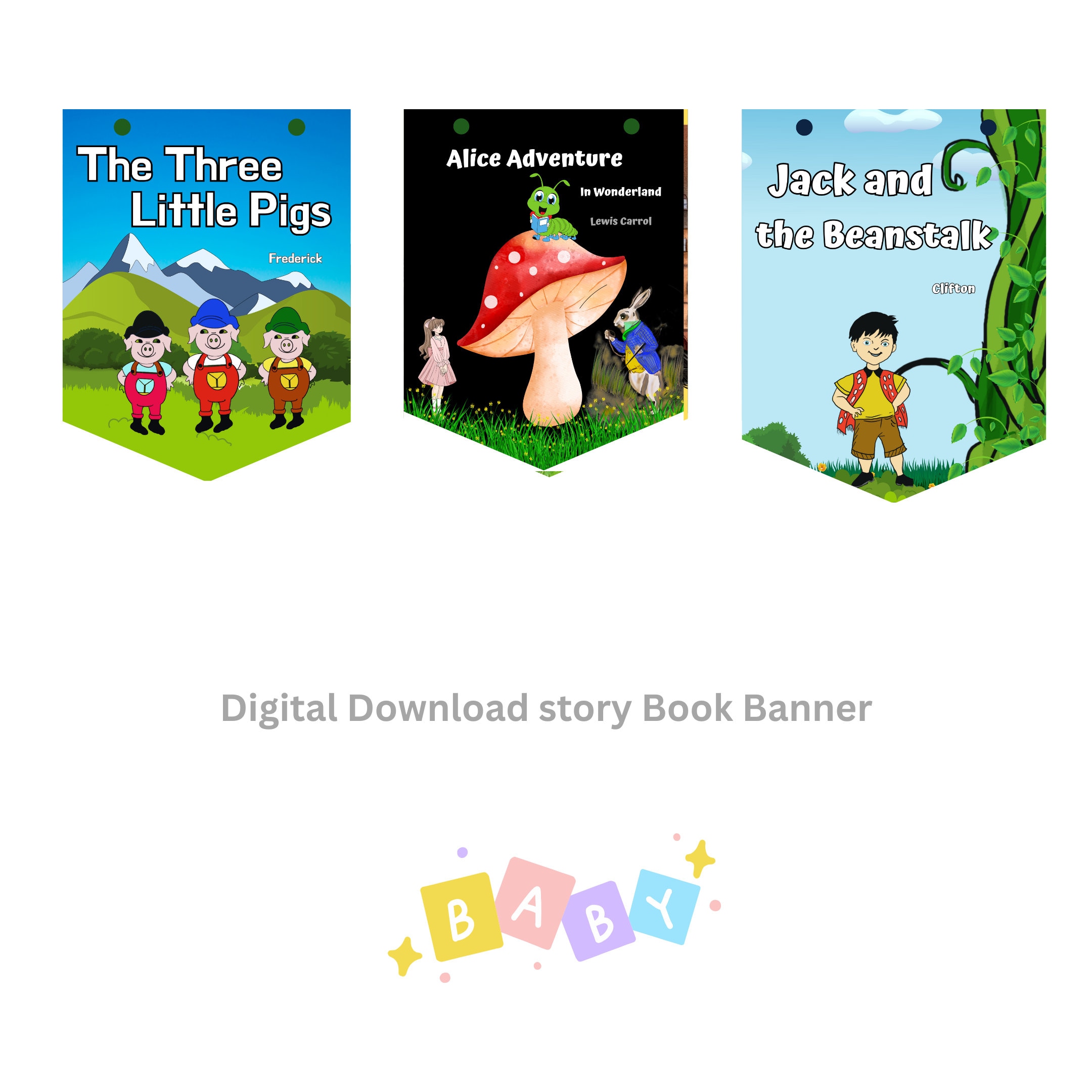 STORYBOOK BABY SHOWER Bunting//printable Storybook Banner//instant ...