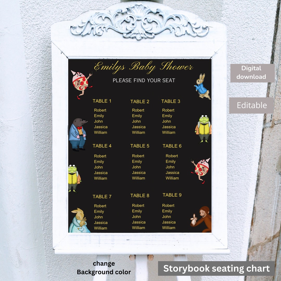 Storybook Seating Chart|storybook Welcome Sign|storybook Character ...