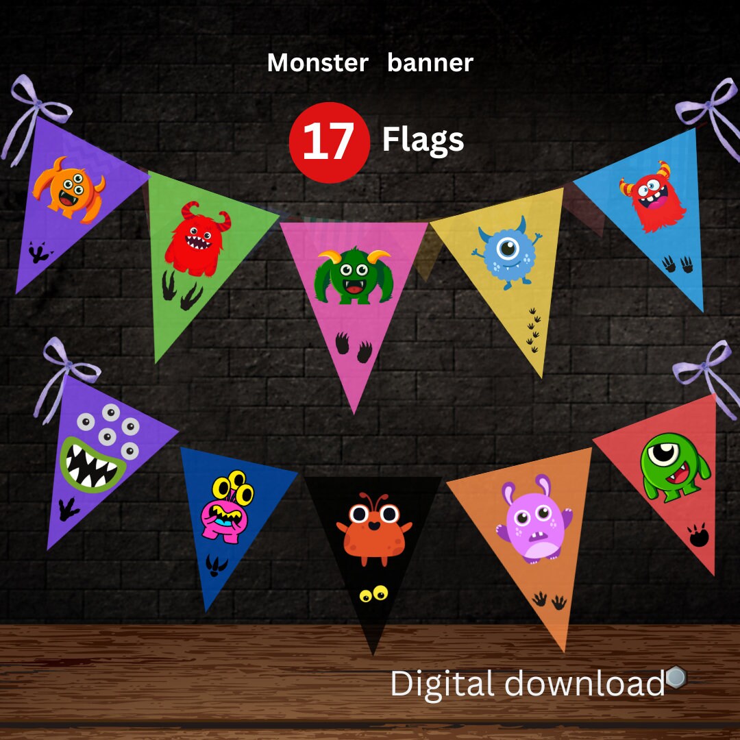 Monsters Party Banner, Inc Garland Banner, Monster Birthday, Boo ...