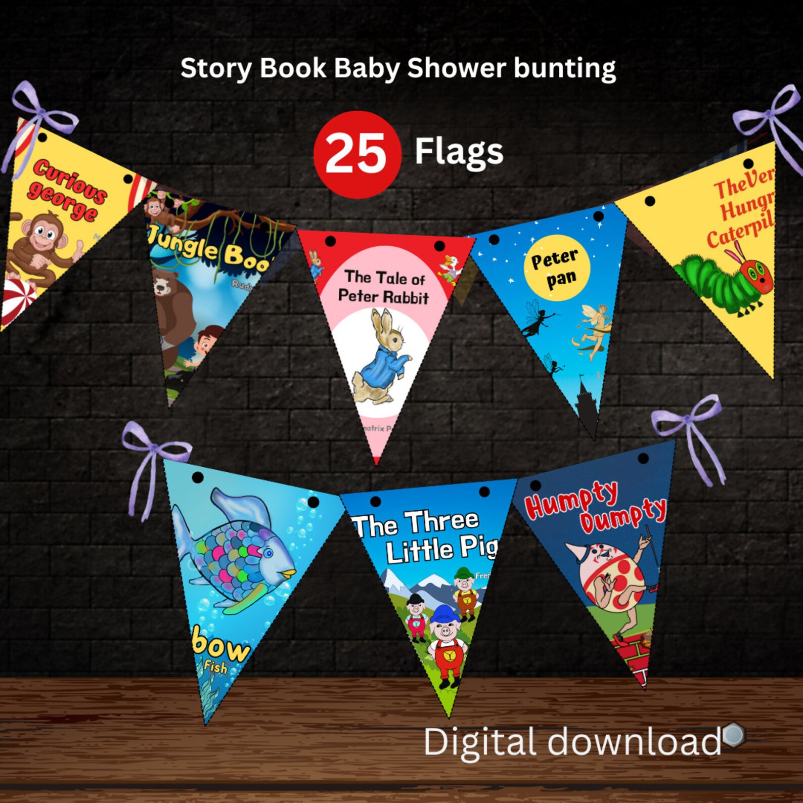 STORYBOOK BABY SHOWER Bunting//printable Storybook Banner//instant ...