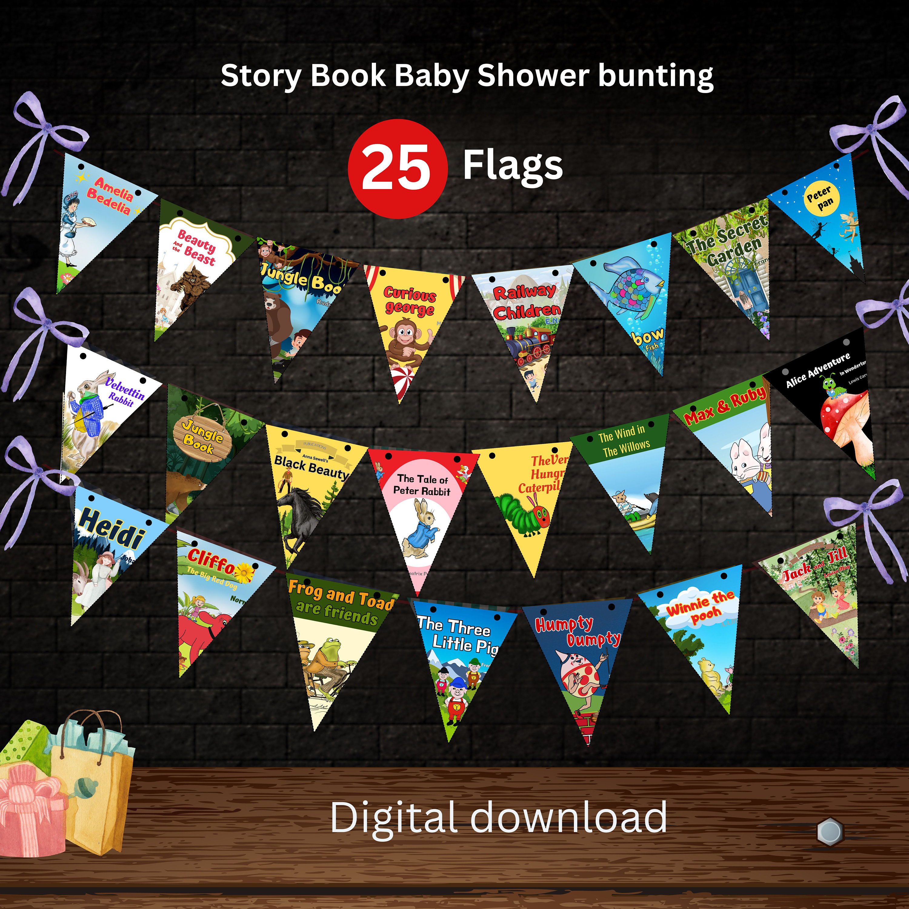 STORYBOOK BABY SHOWER Bunting//printable Storybook Banner//instant ...