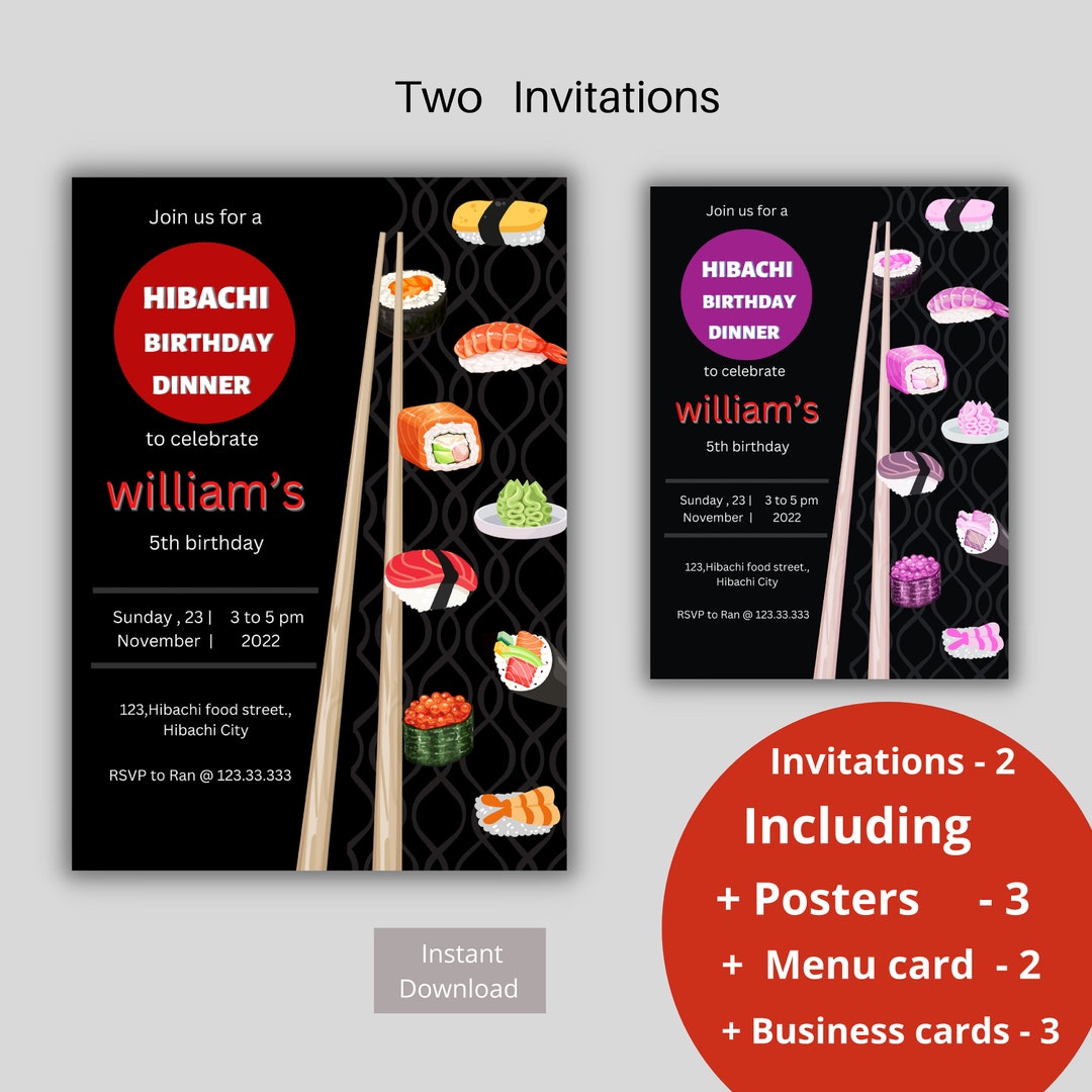 Buy Hibachi Themed Party Hibachi Birthday Invitation, Japanese ...