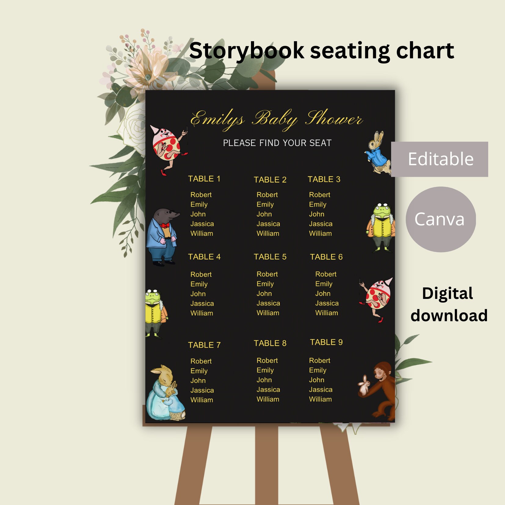 Storybook Seating Chartstorybook Welcome Signstorybook Character ...