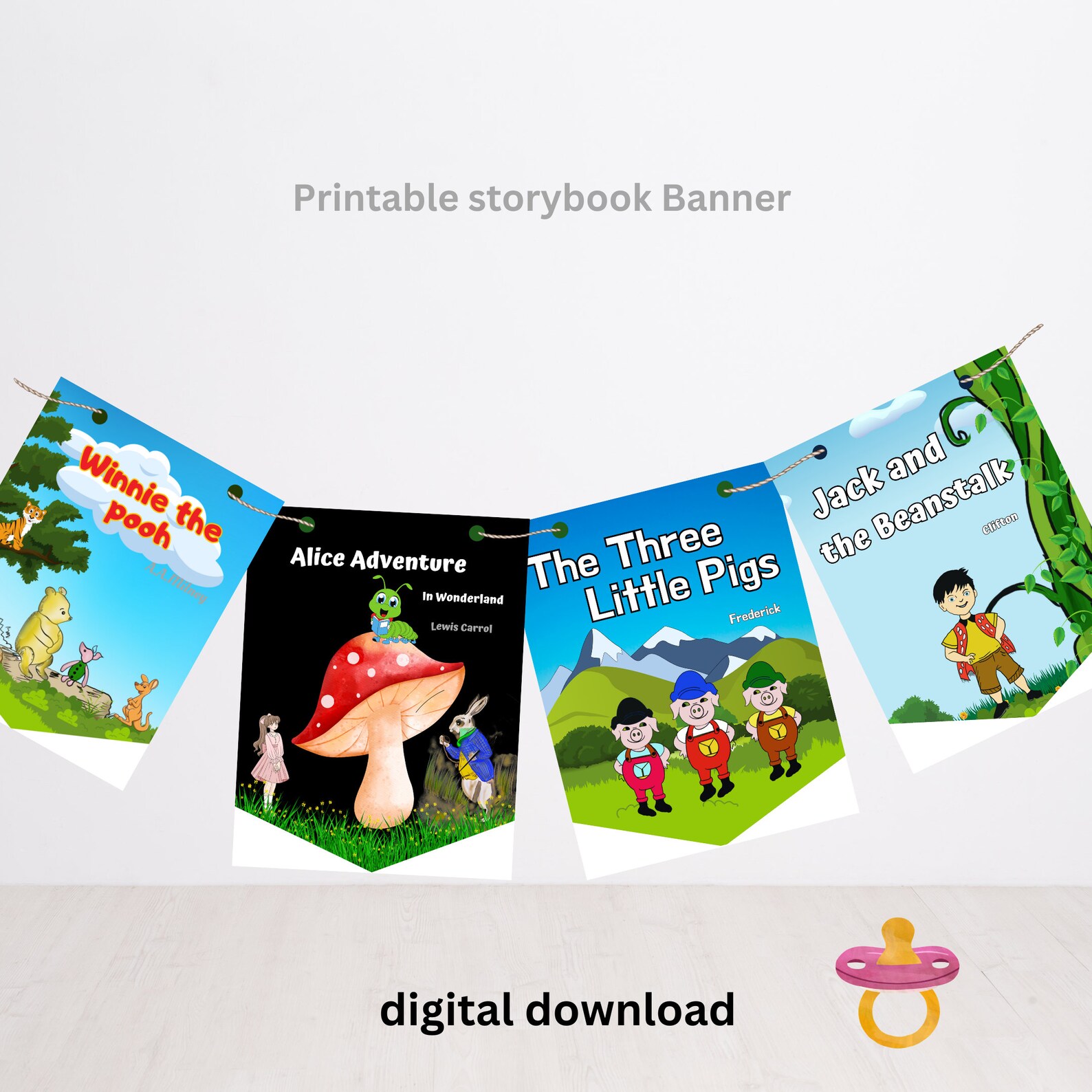 STORYBOOK BABY SHOWER Bunting//printable Storybook Banner//instant ...