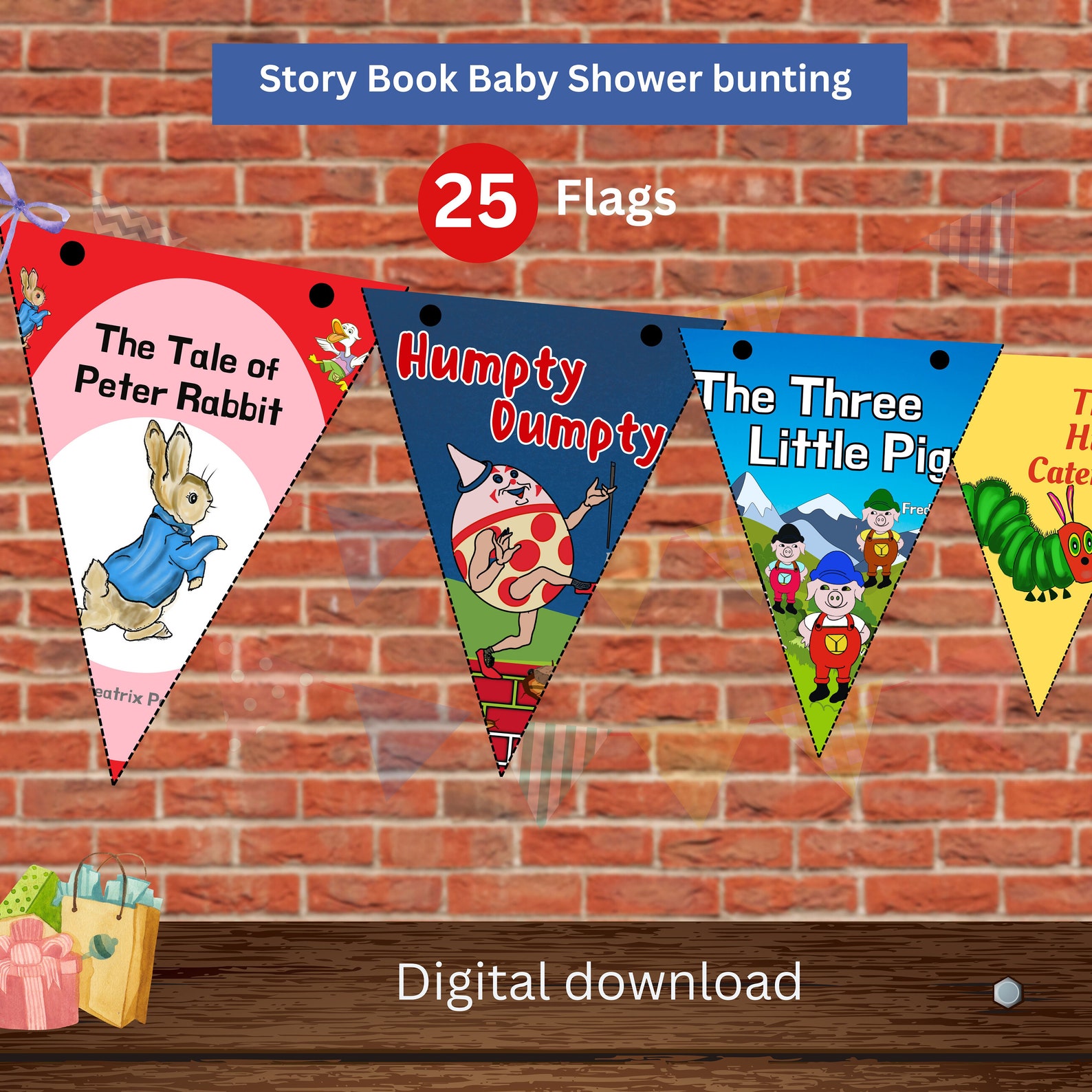 STORYBOOK BABY SHOWER Bunting//printable Storybook Banner//instant ...