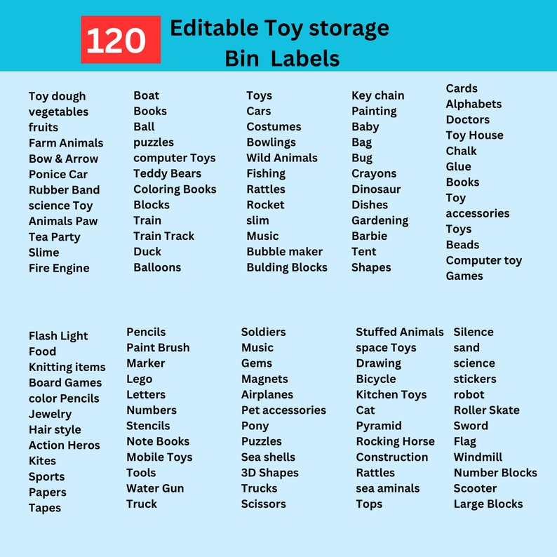 Toy Trofast Bin Storage Labels Printable Editable, Homeschool Pre_k ...