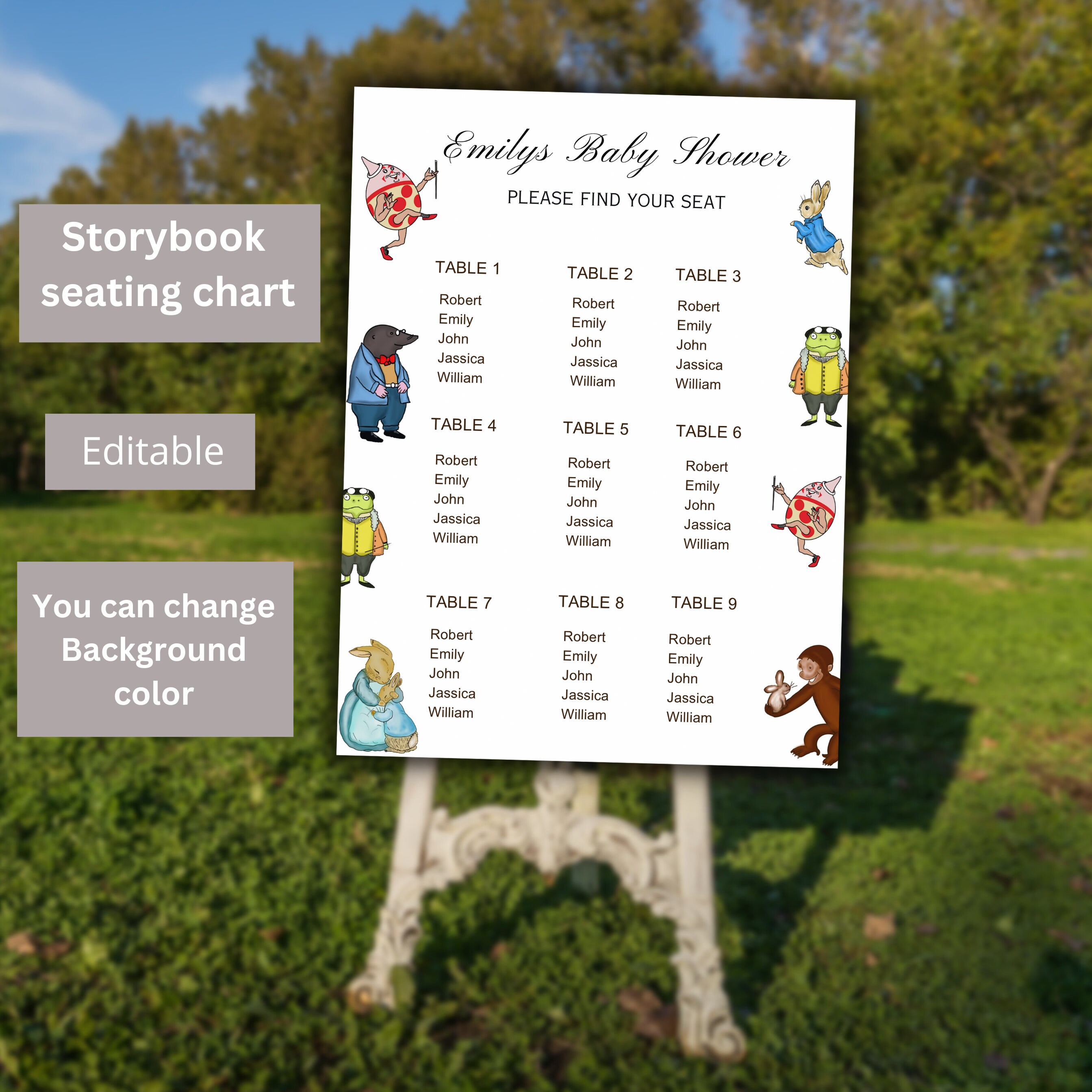 Storybook Seating Chart|storybook Welcome Sign|storybook Character ...